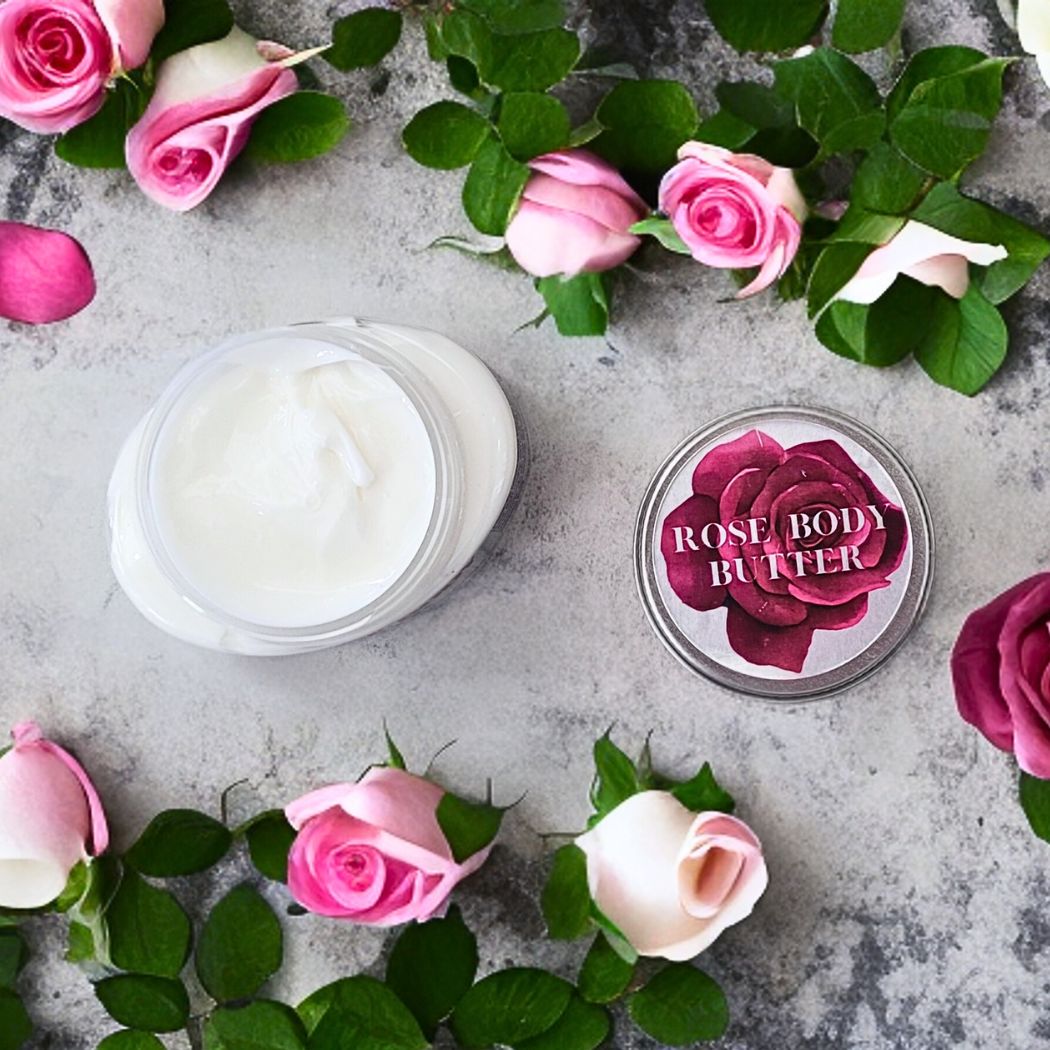 Rose Body Butter for Dry and Sensitive Skin, Luxurious Nourishing Crea ...